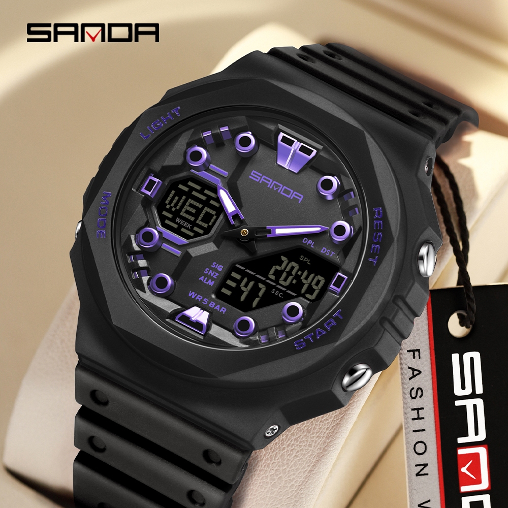 SANDA 6200 New Men's Electronic Watch Multi functional Alarm Clock ...