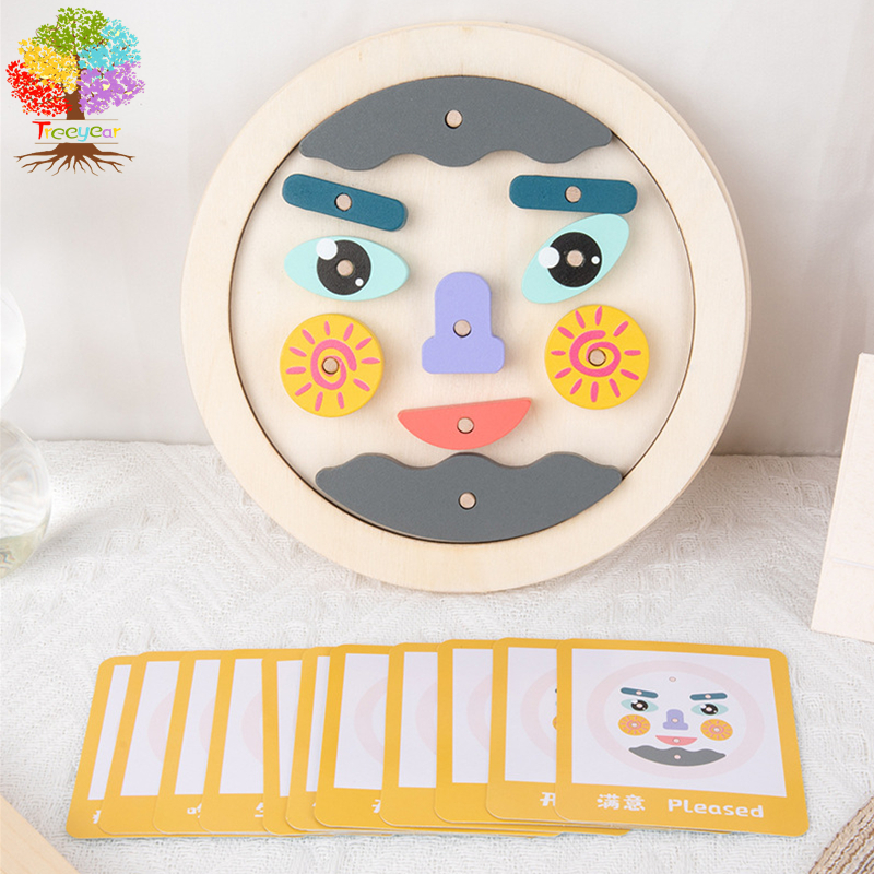 Treeyear Wooden Face Puzzle for Toddler Toys with Accessories,Funny ...