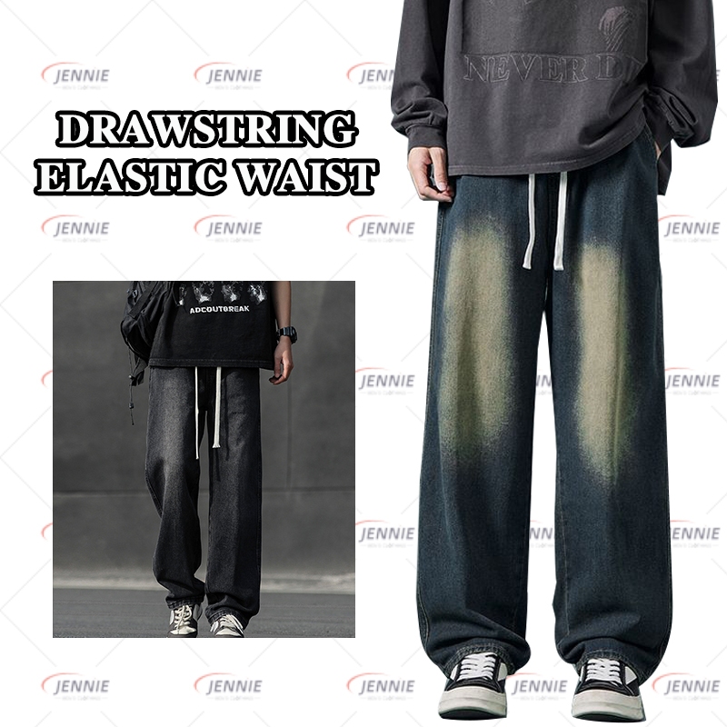 American retro style jeans loose straight maong for men baggy pants men ...