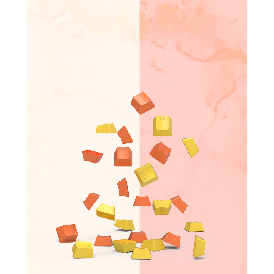 Ajazz PBT13 Yellow Orange Mechanical Keyer Keyboard Keycap Boxed with ...