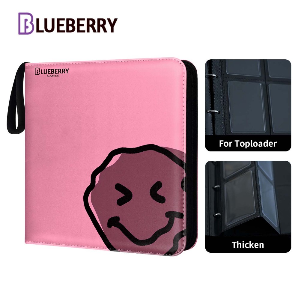 Blueberry Toploader Binder Album Pink Zipper Leather Photocard Binder ...