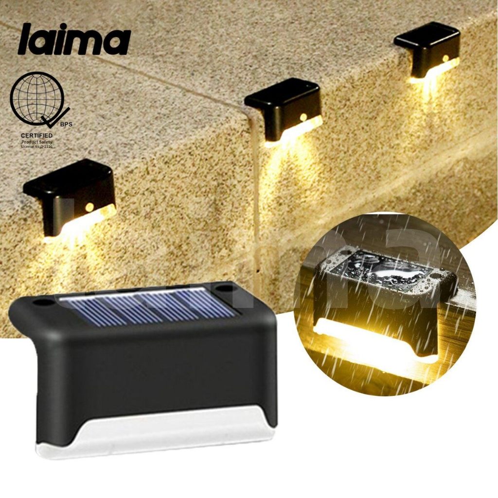 LAIMA Solar Light Warm White LED Step Lamp Path Stair Outdoor Garden ...