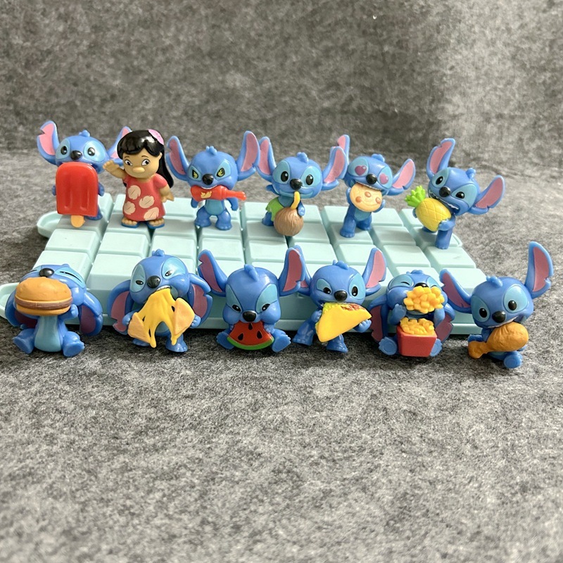 12Pcs/Set 4-6cm Anime Lilo & Stitch Figure Koala Stitch Fry Fast Food ...