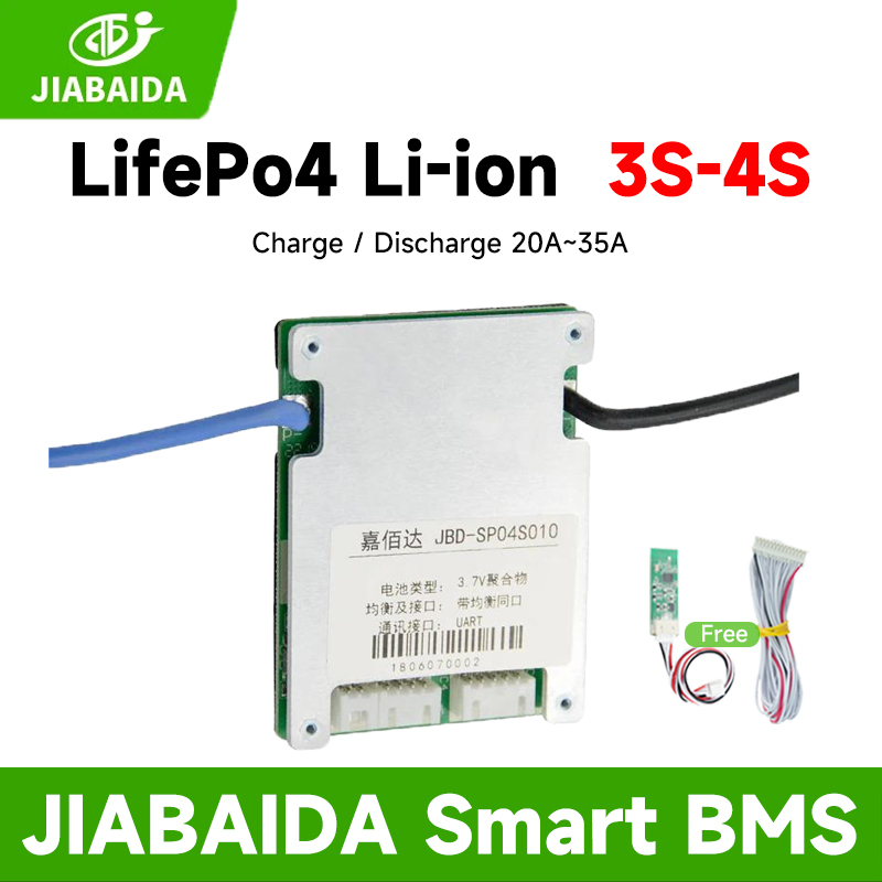 JIABAIDA Smart Bms Lifepo4 BMS 4S Lithium Battery BT 20A 30A 25A Same Port UART RS485 Balance ...