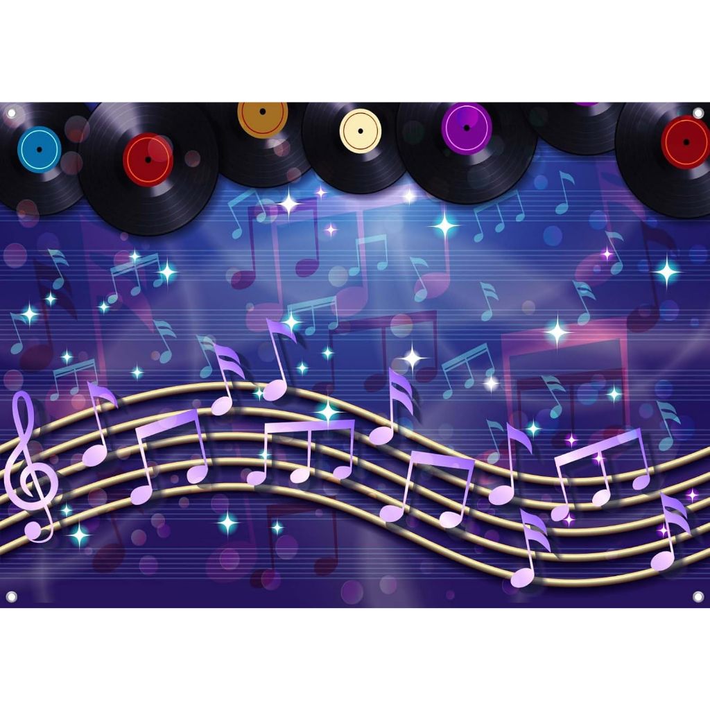 7x5ft Vibrant Record Music Backdrop Banner Pop Music Party Theme Decor ...