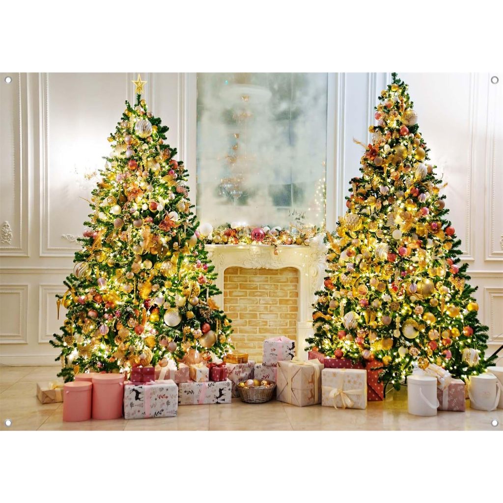 Christmas Tree with Gifts Backdrop Xmax Tree Fireplace Photography ...