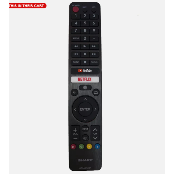 New Replace GB345WJSA For Sharp TV Remote Control With Netflix Youtube ...