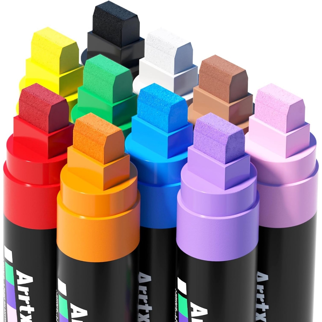 Arrtx 10 Pack Colored Graffiti Markers, 15mm Broad Tip Jumbo Poster ...