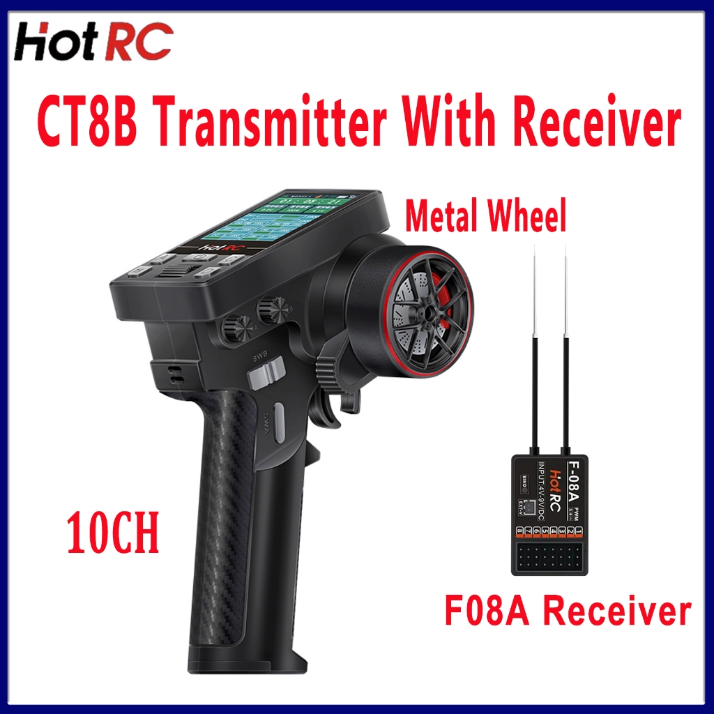 HOTRC CT-8B 8CH Transmitter With 10CH Receiver 2.4Ghz 300m Range Radio ...