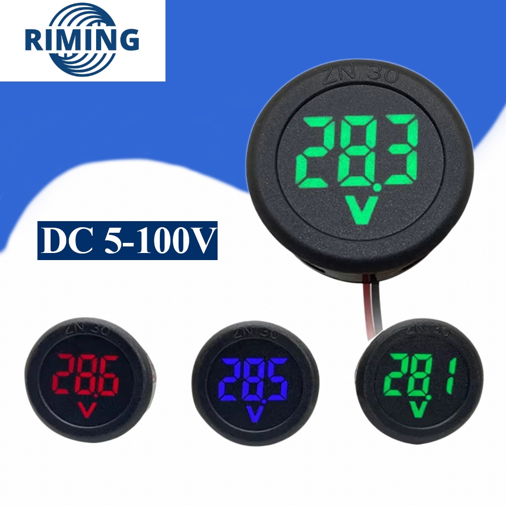 DC5-100V Digital Voltmeter LED Digital Display Circular Voltmeter Car ...