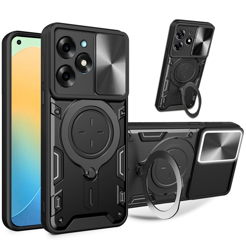 Shockproof Heavy Hard Case with Metal Stand for Tecno Spark Go 2025 ...