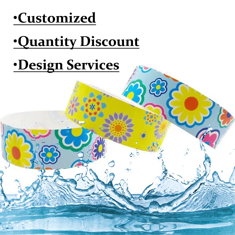 100pcs Customized Waterproof Wristbands Disposable Wrist bands ID ...