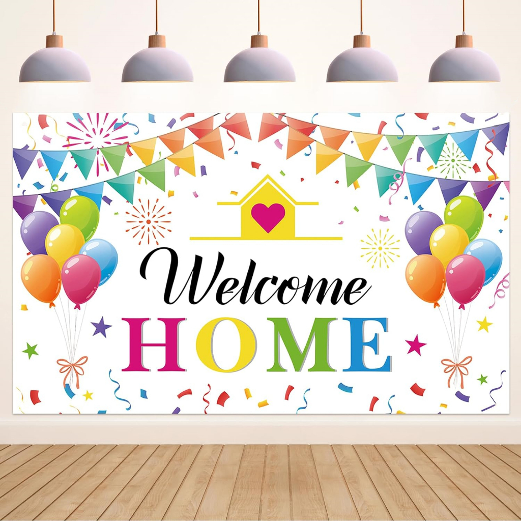 Welcome Home Photography Backdrop White Welcome Home Banner Backdrops ...