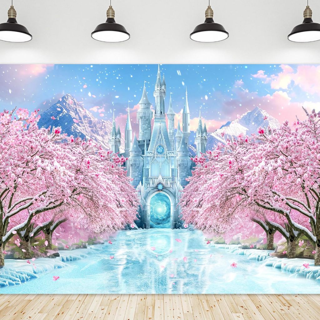 7x5ft Princess Castle Backdrop Polyester Fabric Winter Wonderland Fairy ...