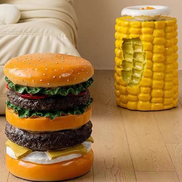 Burger Corn Creative Changing Shoes Low Stool Influencer ins Style Food ...