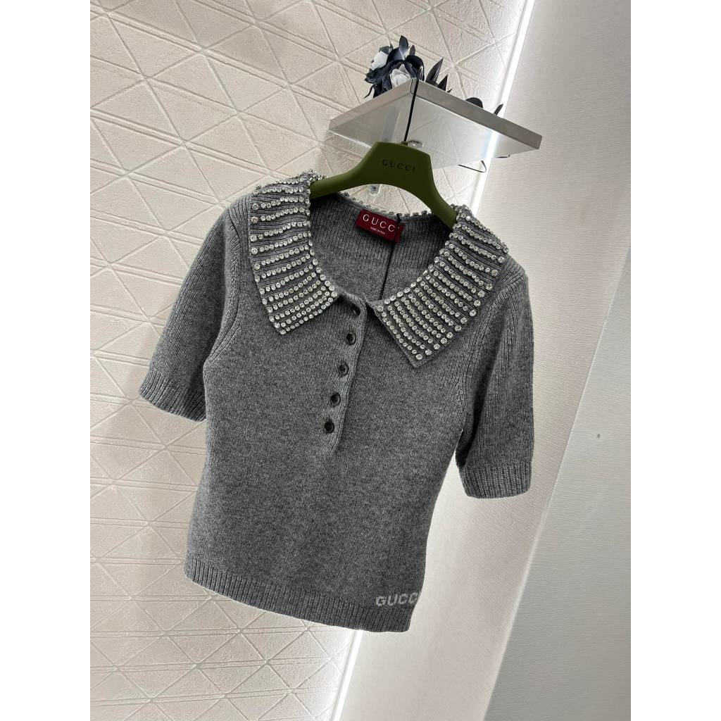 Original 2024 Latest Gu Women's Short Sleeve Gray Sweater Size：S_L Xqw ...