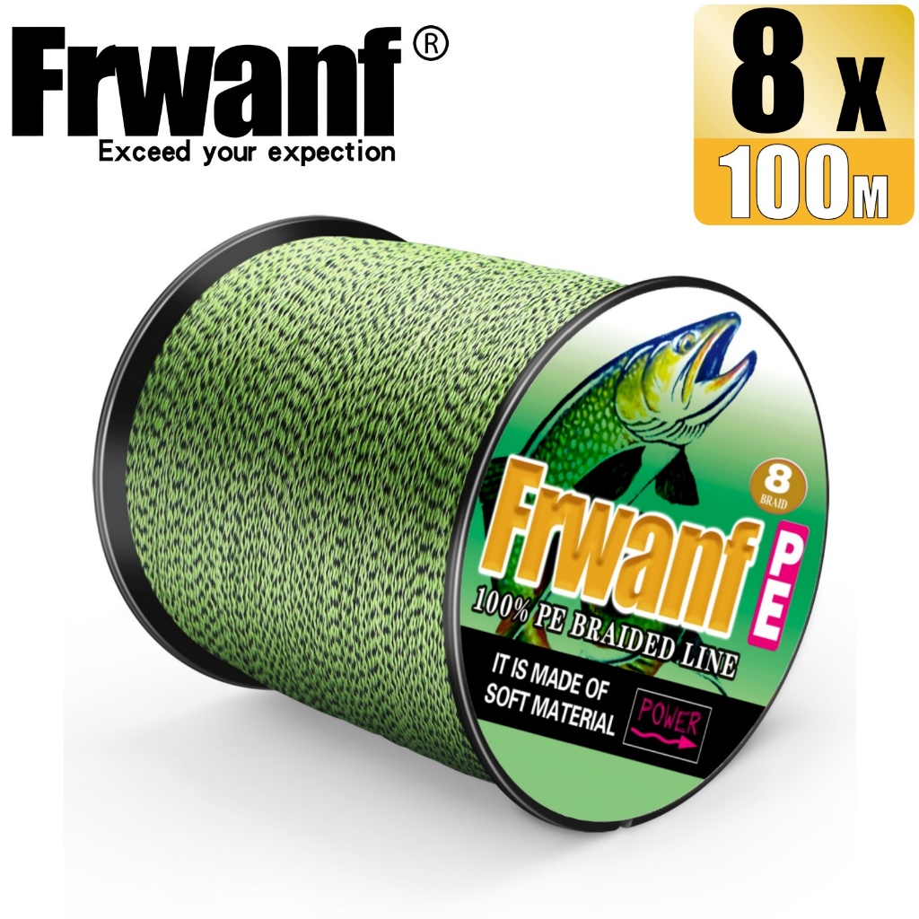 Frwanf 100M 8 Strands 6-300LB Black+Yellow Spot Line Braided Fishing ...