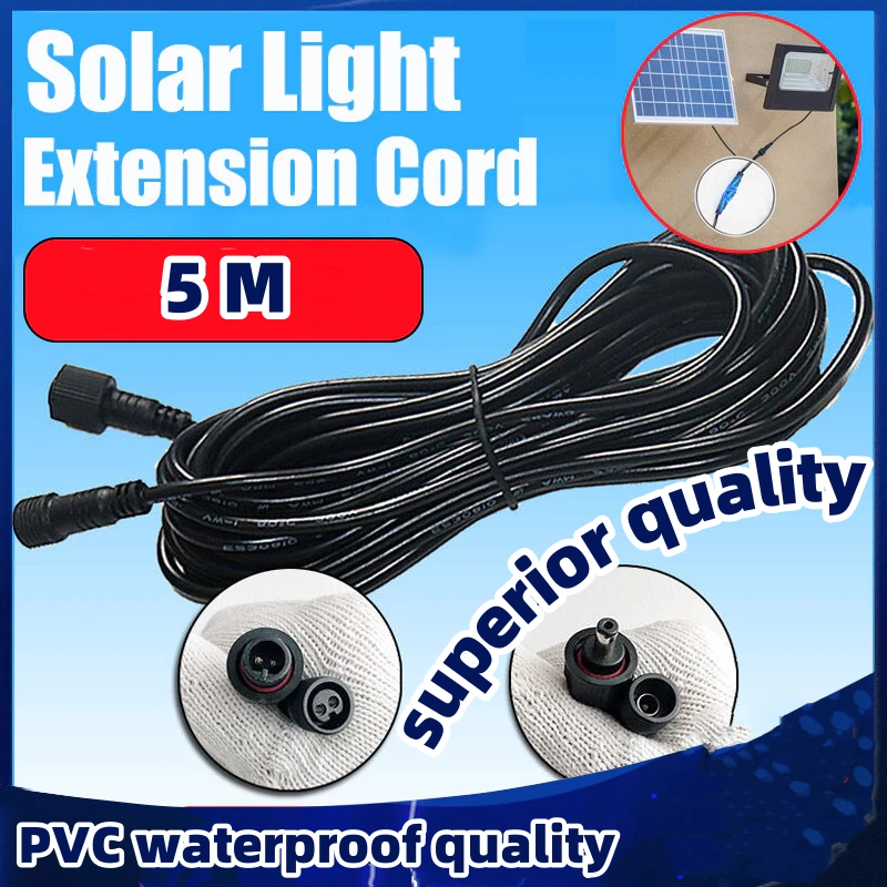 5-meter solar light extension cable, 5 high-quality upgraded waterproof ...
