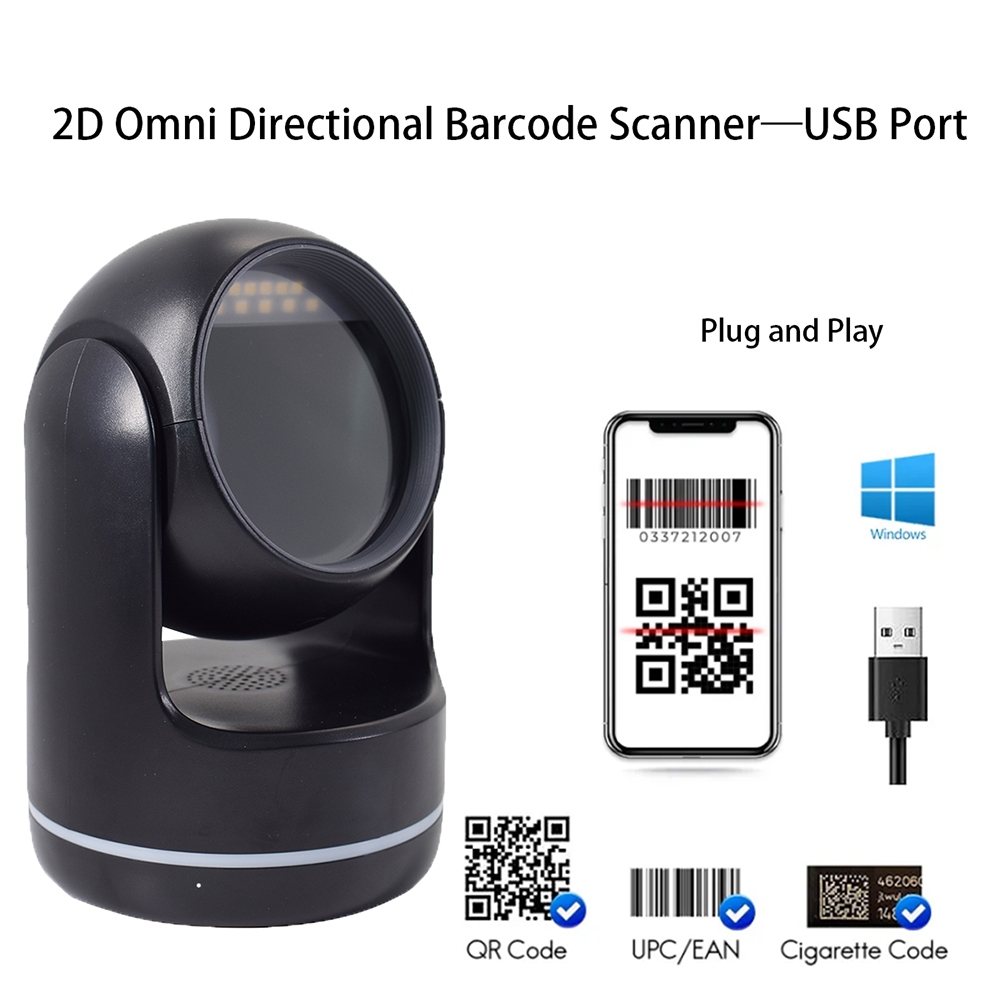COMS High Quality USB Wired Port 1D 2D Omni Directional Desktop Barcode ...