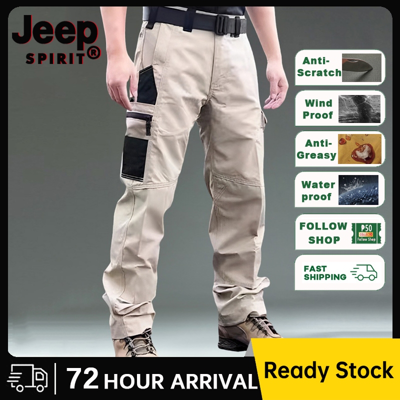 JEEP SPIRIT Waterproof Tactical Cargo Pants For Men In Black（S-3XL ...