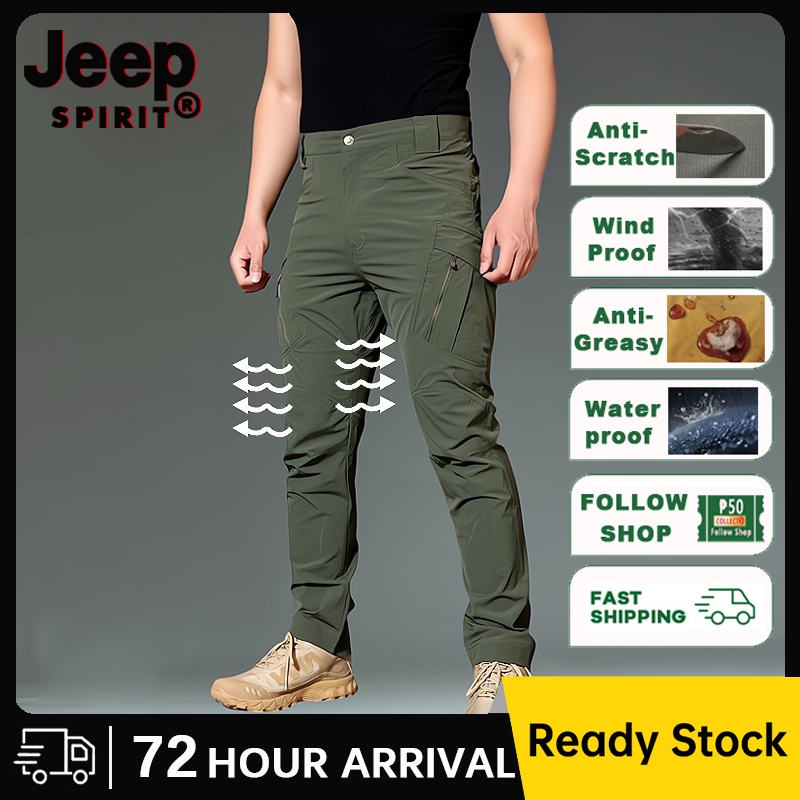 JEEP SPIRIT Tactical Cargo Pants For Men In Green X9 Waterproof ...