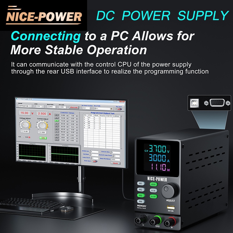 NICE-POWER DC Power Supply Variable 30V 10A RS232 Adjustable Switching ...