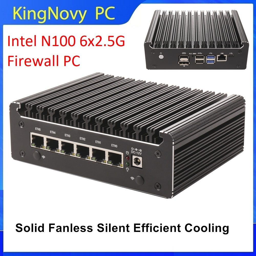 Fanless Soft Router Solid Firewall Router Intel N100 7505 6x i226-V 2.5G Fanless Mini PC DDR4 ...