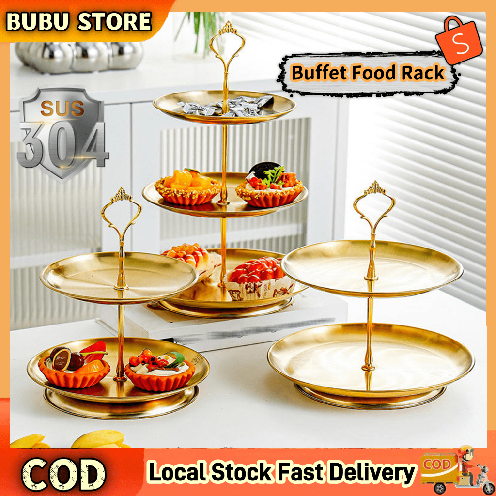 Multi-Layer Cupcake Stands Metal Buffet Serving Platter Dessert Fruit ...
