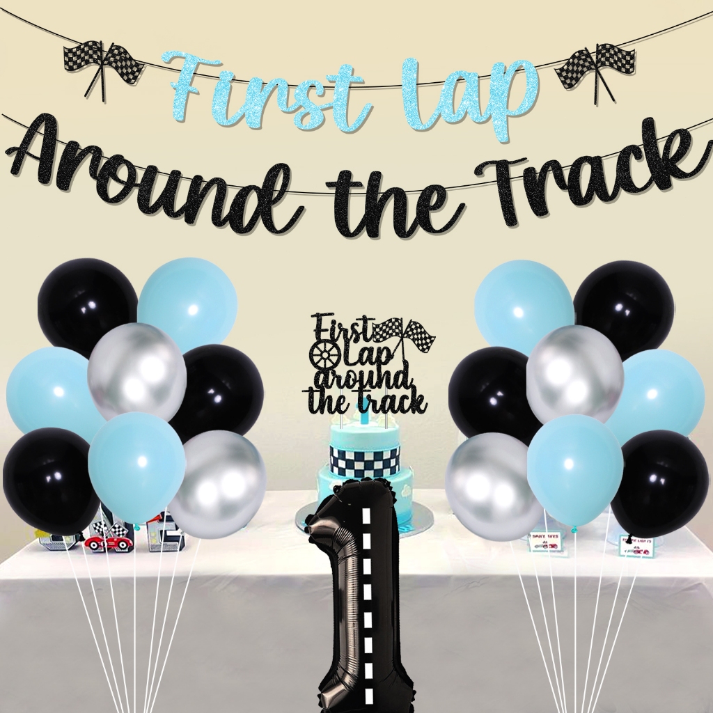 FANGLELAND Race Car 1st Birthday Decorations, First Lap Around The ...