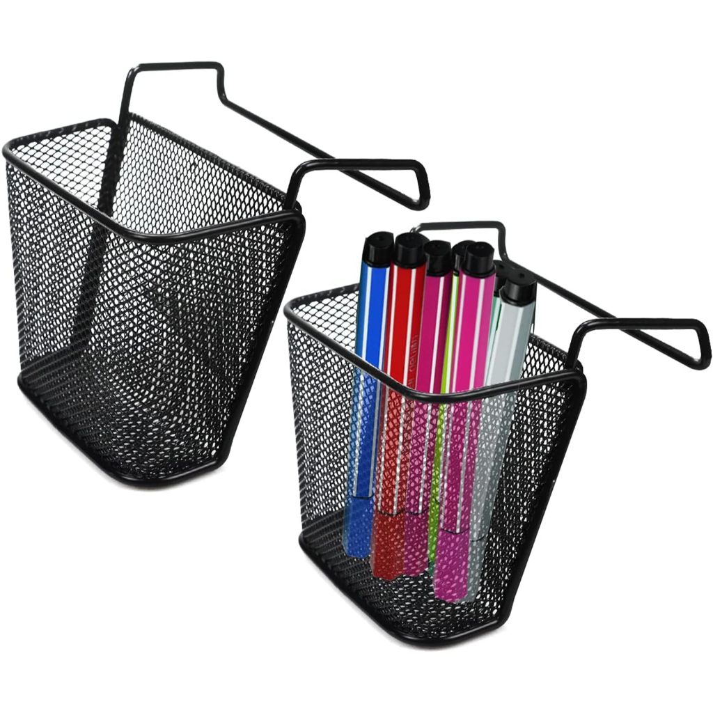 2Pack Office Cubicle Accessories, Black Wire Mesh Hanging Pen Organizer ...
