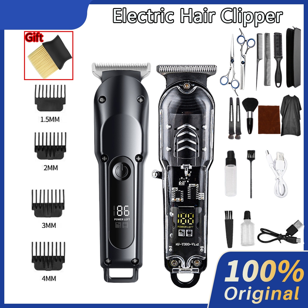 Peofessional Electric Hair Clipper Set Rechargeable Barber With LCD ...