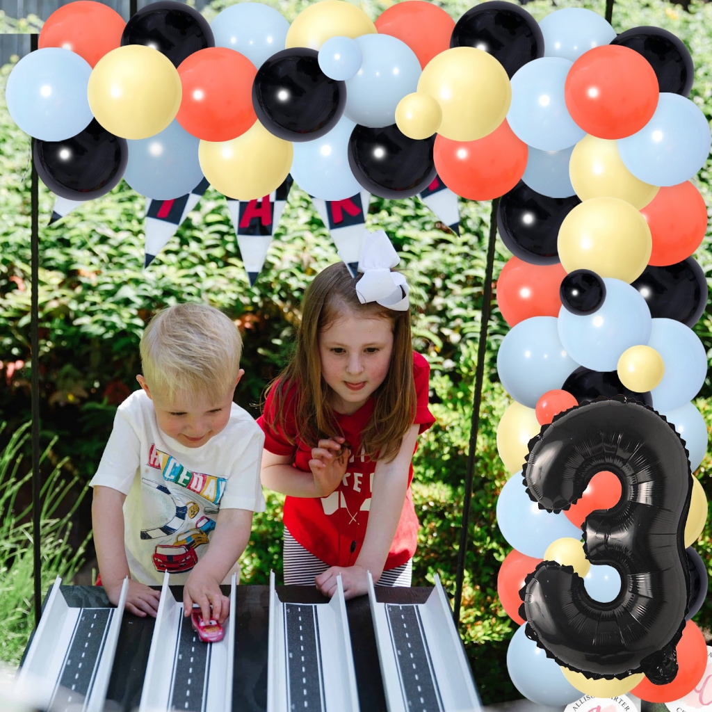 NIVVINE Retro Racing Car 3rd Birthday Balloon Arch Kit for Boys Race ...