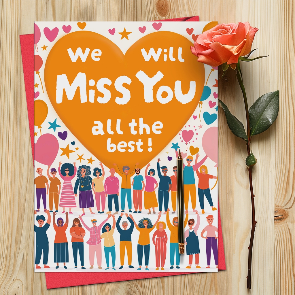 22 x 30 cm Large Size A4 Farewell Wishes Greeting Card with Red ...