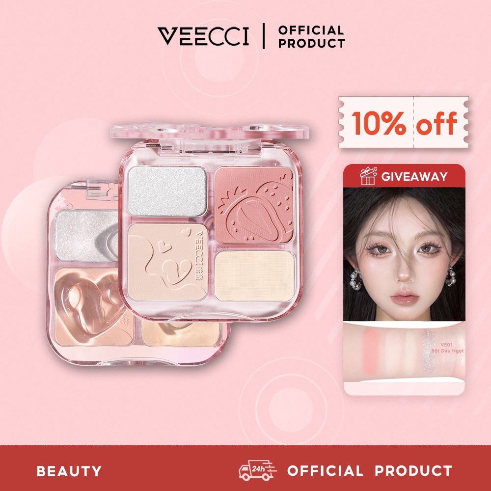 Veecci Five-color eyeshadow palette, pearlescent makeup, glitter, matte ...