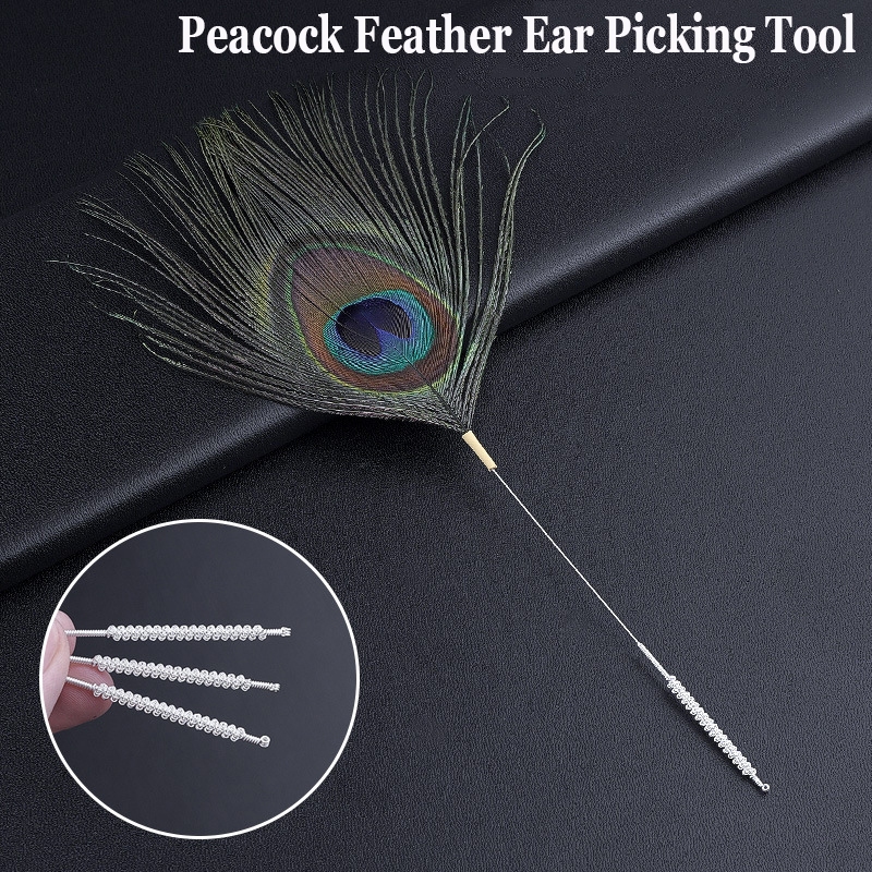 Peacock Feather Ear Picking Tool Ear Massaging Face Sweeping Tools ...