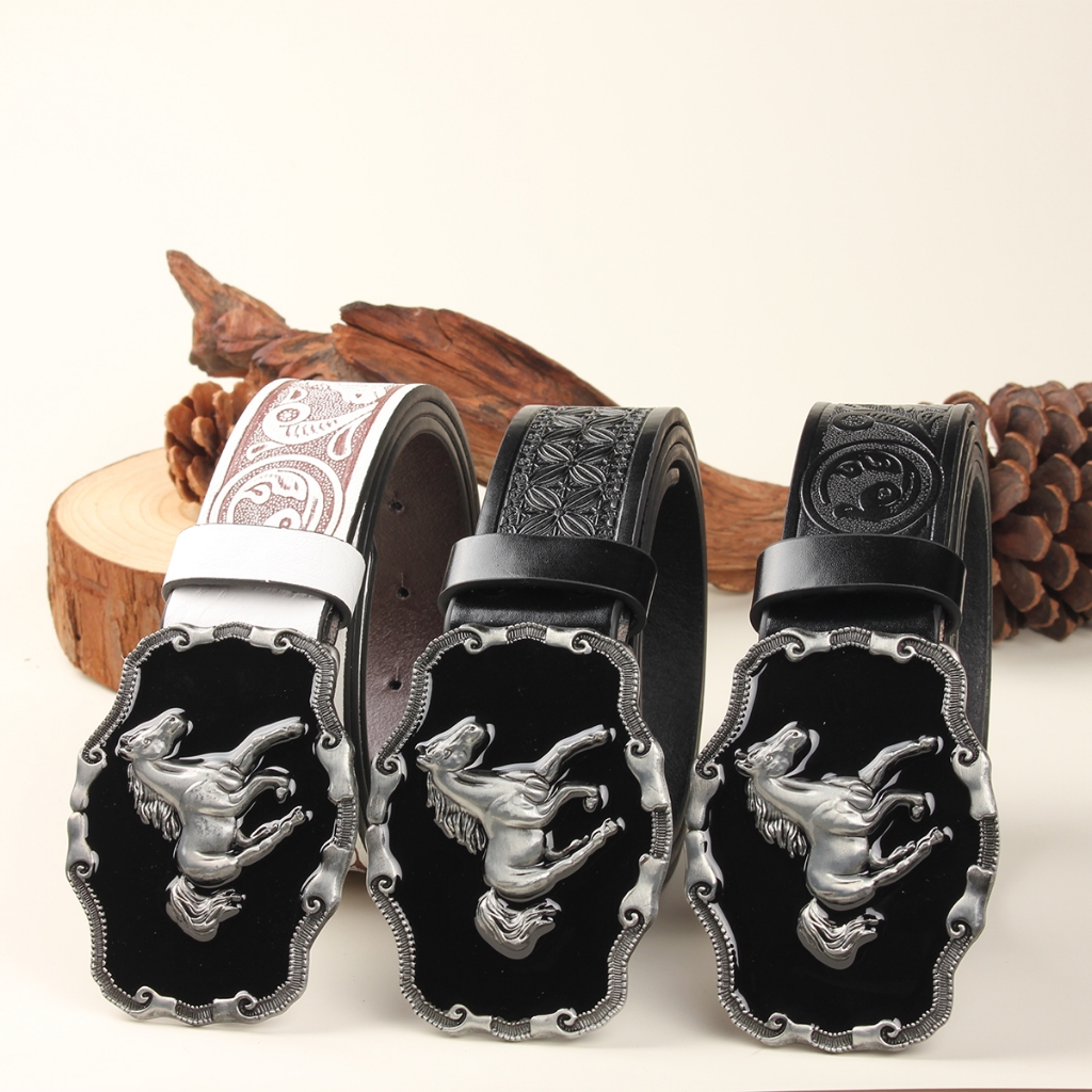 3.7cm Wide Men Women Style Western Bull Head Denim Style Bull Head Belt ...