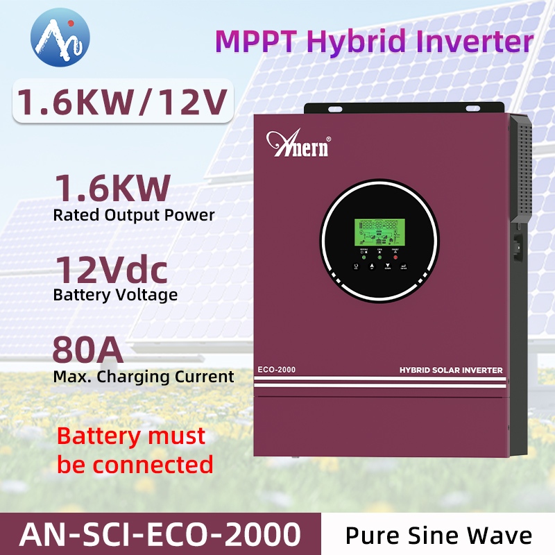 2KVA/1.6KW Hybrid off-grid Solar Inverter MPPT Pure Sine Wave Inverter ...