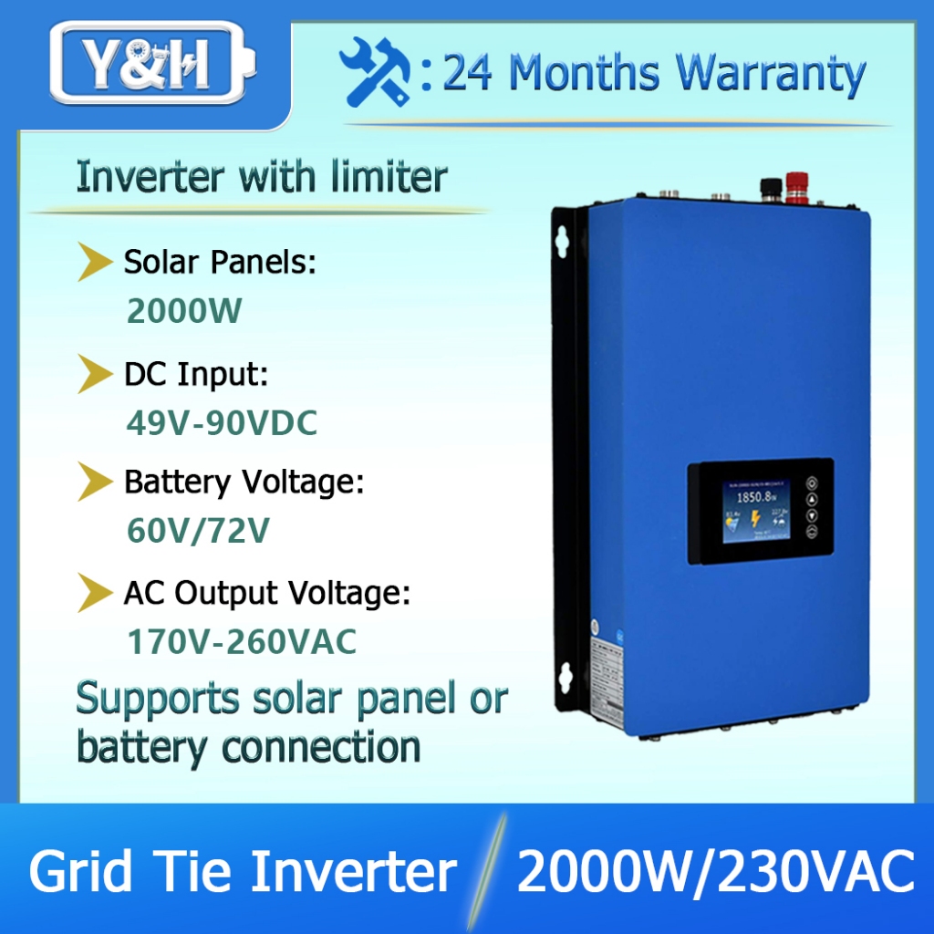 Y&H 2000W Grid Tie Inverter with Limiter Sensor MPPT Stackable DC45-90V ...