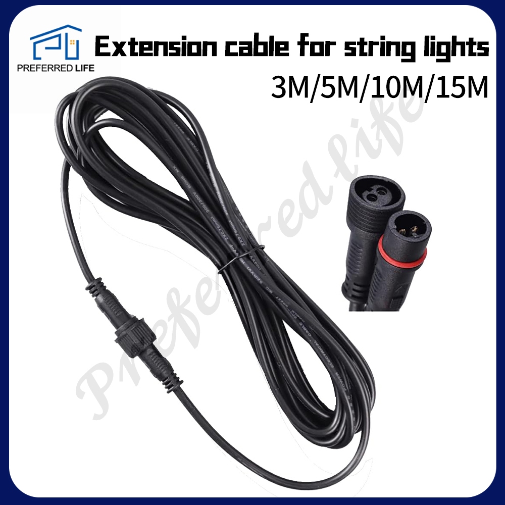 3M/5M/10M/15M Light String Extension Cord 2 Pin Plug Power Cable ...