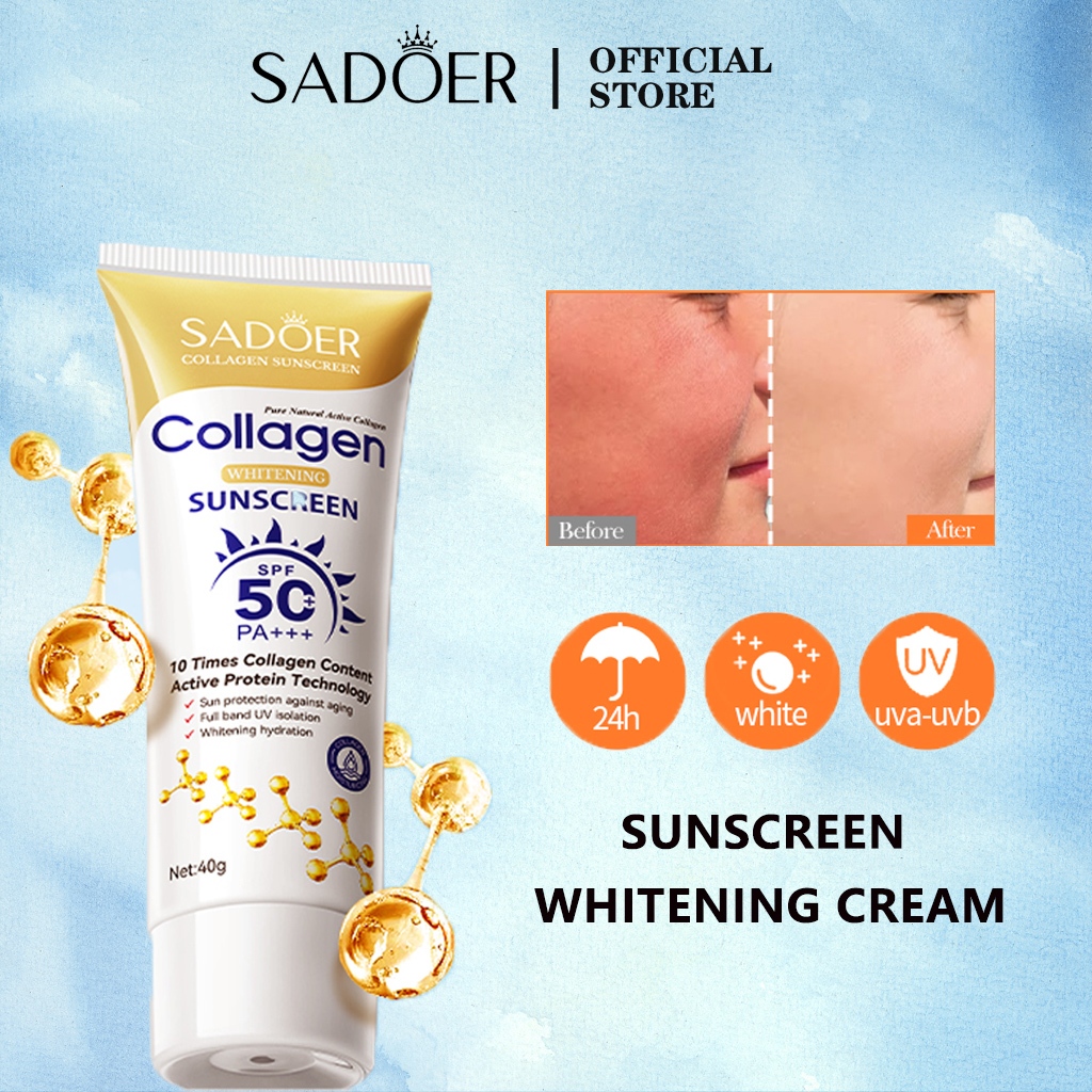 SADOER Sunscreen Cream Niacinamide Whitening Face SPF 50+ Sunscreen 40g | Shopee Philippines