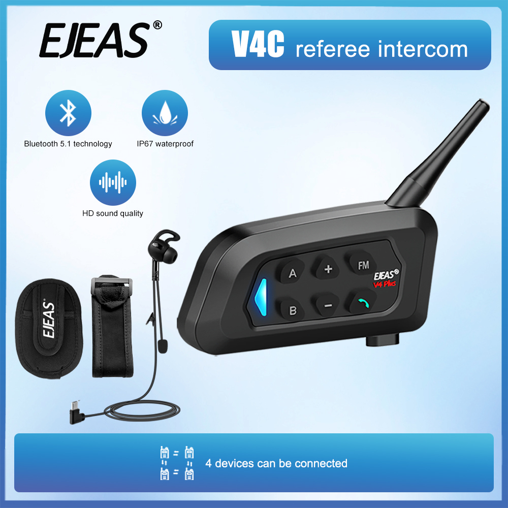 EJEAS V4C Plus Football Referee Intercom Headset 1200M Soccer Full ...