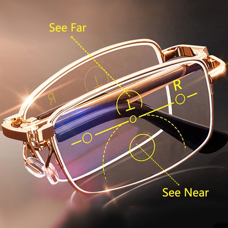 Folding Dual-purpose Reading Glasses Portable Progressive Biofocal ...