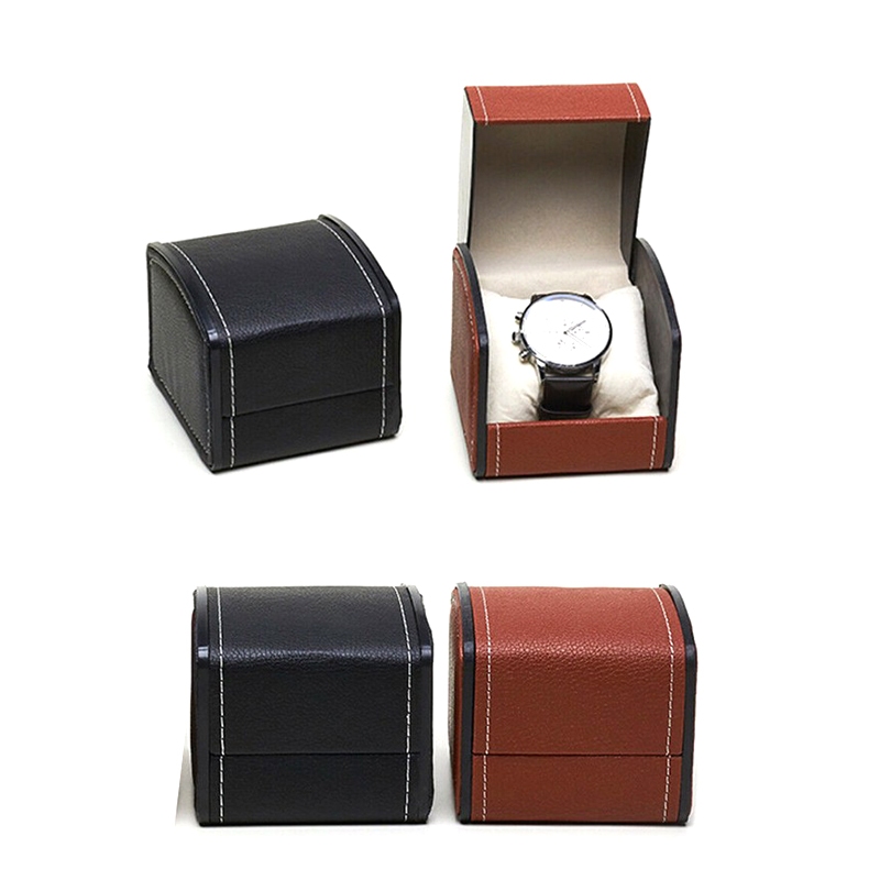 Artificial Leather PU Watch Storage Box Display Case Removable Cushion ...