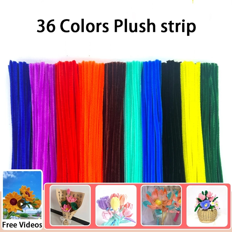 (COD) 100pcs Colorful Dense Fuzzy Wire Pipe Cleaner Craft Flower ...