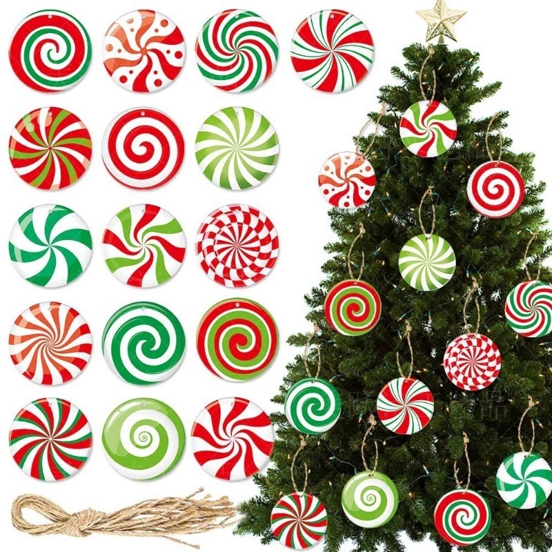 16pcs Paper Colorful Pinwheel Candy Pendants Christmas Candy Hanging ...