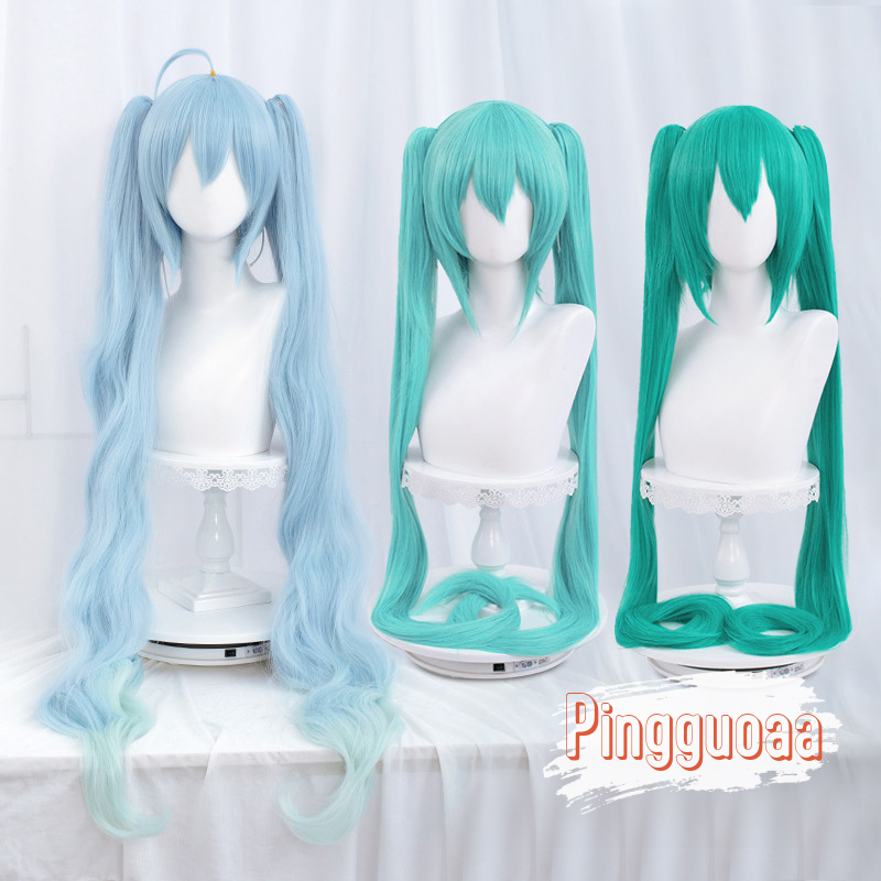 Vocaloid Hatsune Miku Sakura Miku Cosplay Wig 110cm Long Green Ponytails Hair Heat Resistant ...