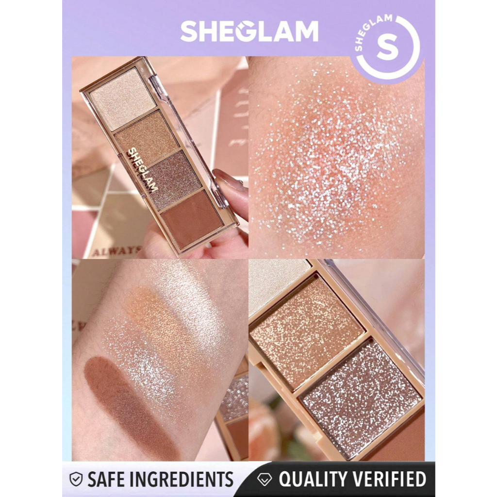 SHEGLAM Essential Square Eyeshadow Quad- 4-Color Matte Glitter ...
