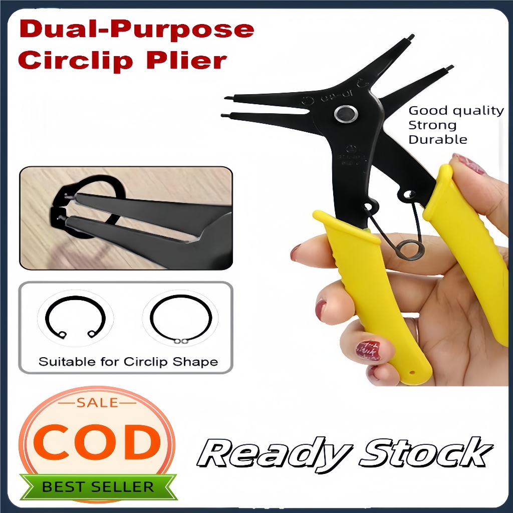 Portable Circlip Pliers Multifunction 2-in-1 DIY Snap Spring Ring Circlip Removal Install Plier ...