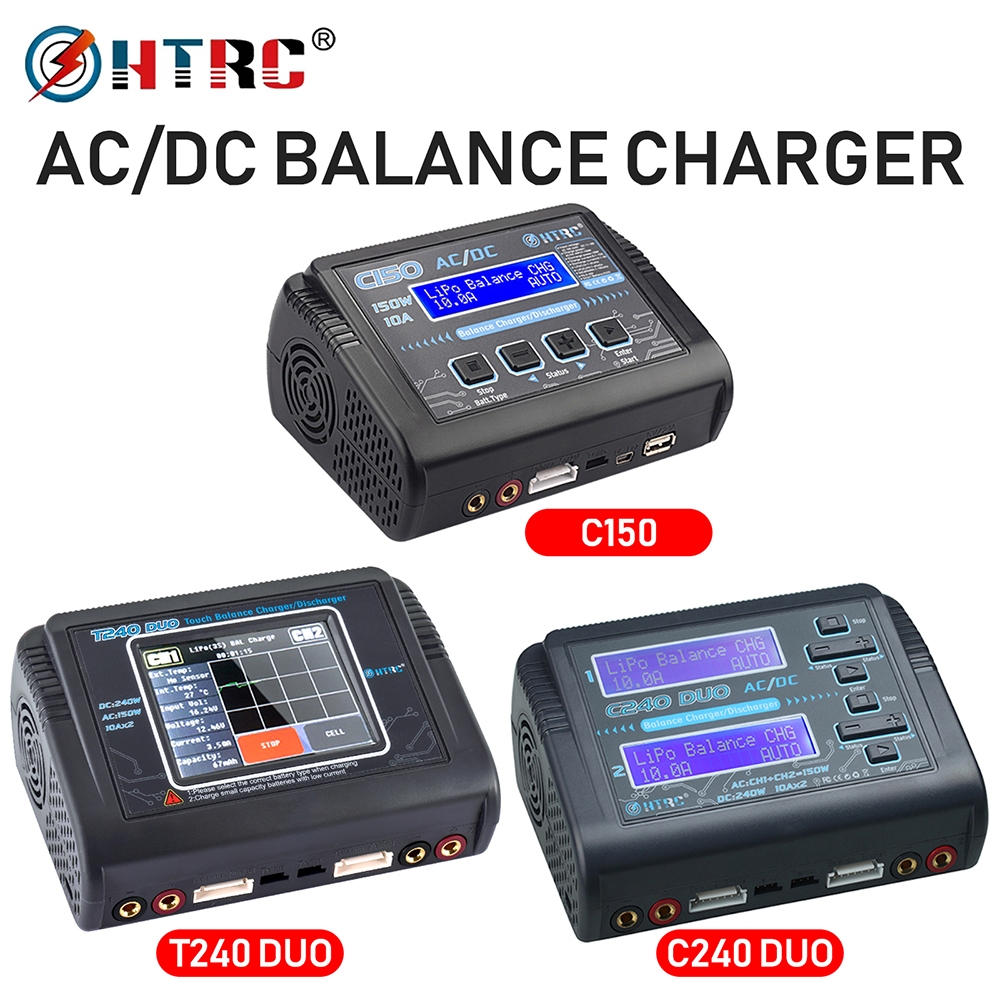 HTRC T240 DUO RC Charger Discharger Dual Channel AC 150W DC 240W Touch ...