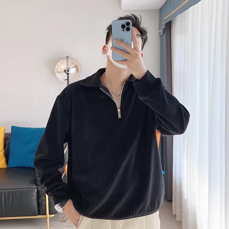 Pure Color Knitted Polo Shirt Men's Four-Color M-3XL Autumn Korean Style Trendy Light Mature ...